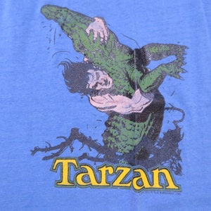 Vintage 1970s Tarzan Wrestles Alligator Tank Top Shirt Blue - Etsy