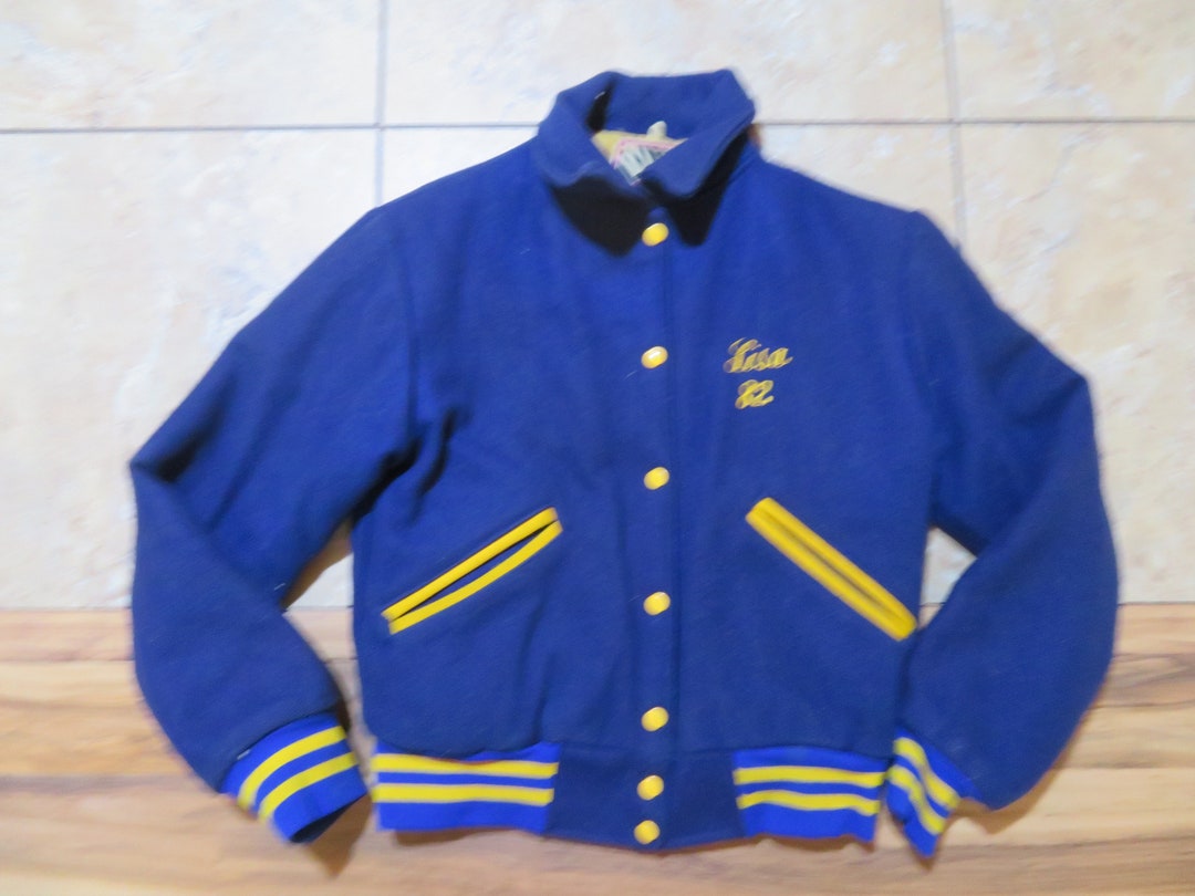 Vinttage Quilt-lined Chain-stitched Wool Lettermans Jacket Bishop ...