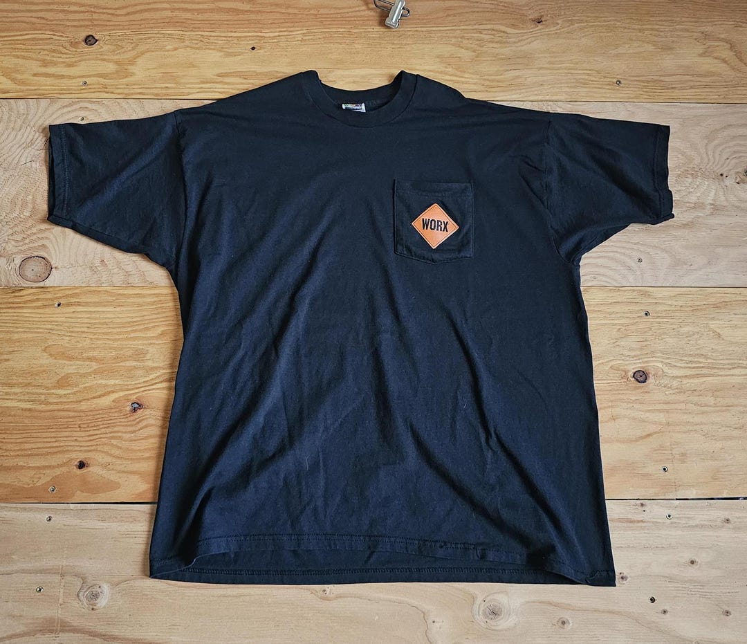 Vintage Worx Black Orange Pocket T-shirt Sz XL Best Fruit of the Loom ...