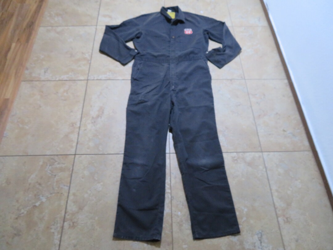 Vintage Lee Unionalls Phillips 66 Work Coveralls Dark Gray Zip Front ...