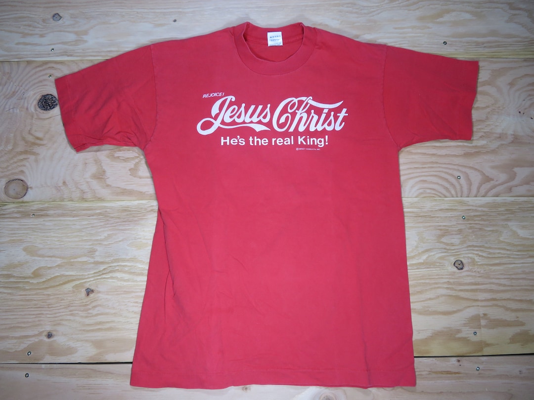 Vintage Jesus Christ Coca Cola Parody He's the Real King Red White T ...