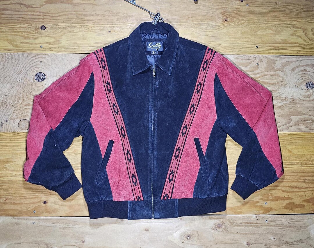 Vintage Scully Western Southwestern Style Leather Bomber Jacket Sz L ...
