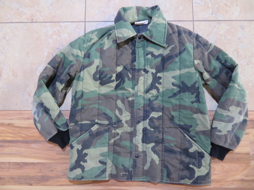 Vintage Woodland Camouflage Quilted Jacket Lined Dacron Hollofil ...
