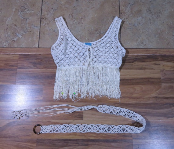 Vintage Aqua Blues Lace Rope Style With Fringe Women'… - Gem