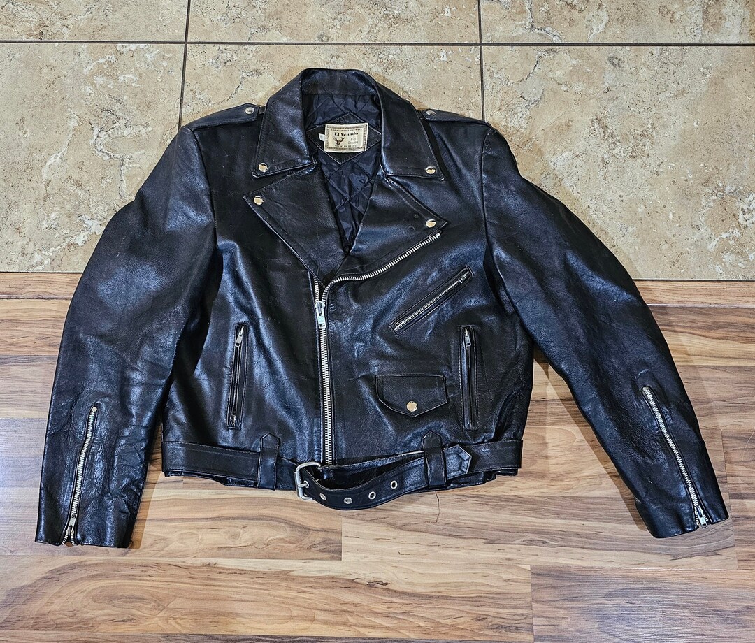 Vintage El Venado Mexico Motorcylce Biker Jacket Black Sz 48 Brando ...