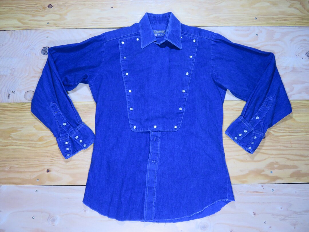 Vintage Panhandle Slim Denim Bib Western Button Down With Pearl Snap ...