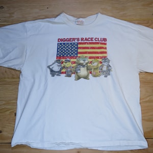 Y2K Nascar Digger Race Club Fox Sports White Cartoon Style T-shirt Sz ...