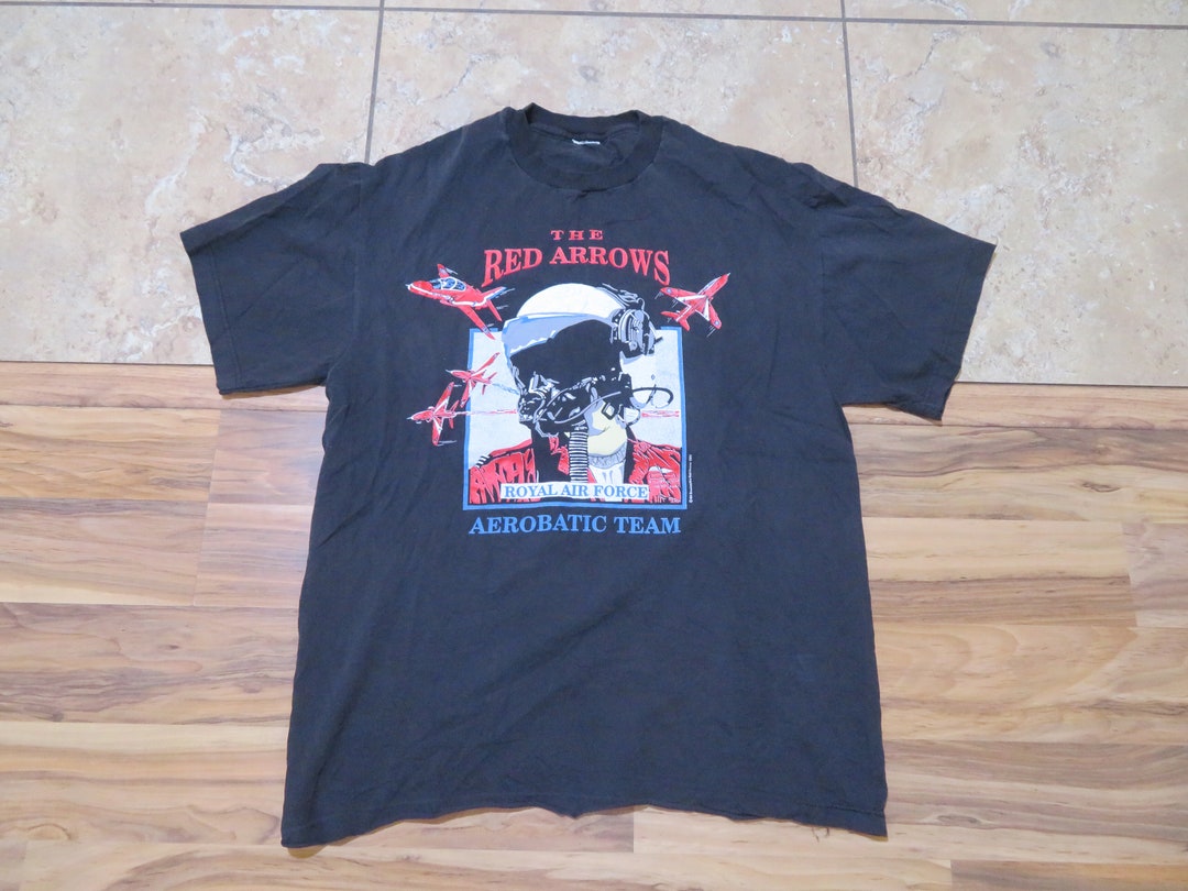 Vintage the Red Arrows RAF Acrobratic Team 90s Black Red T-shirt Sz M-L ...