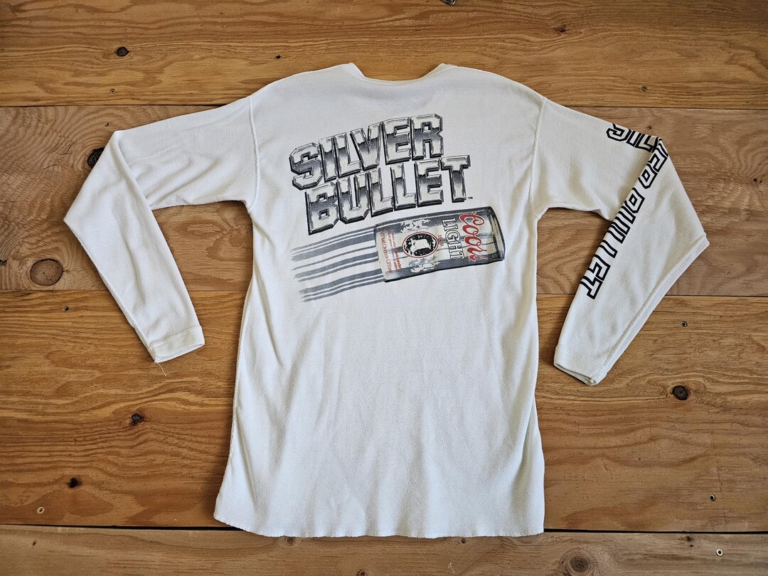 Coors Light Silver Bullet Beer Thermal Style Henley T-shirt Sz L 1980s ...