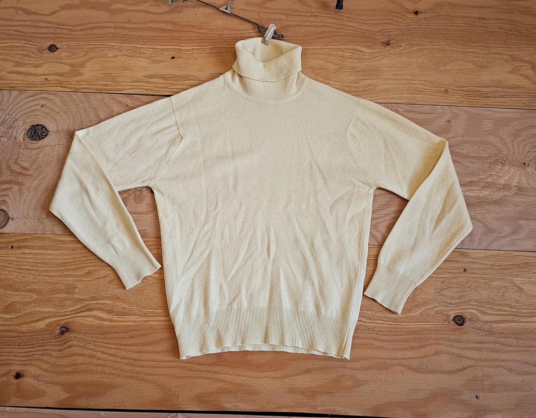 Vintage James Pringle Cashmere Inverness Turtleneck Sweater Pale Yellow ...