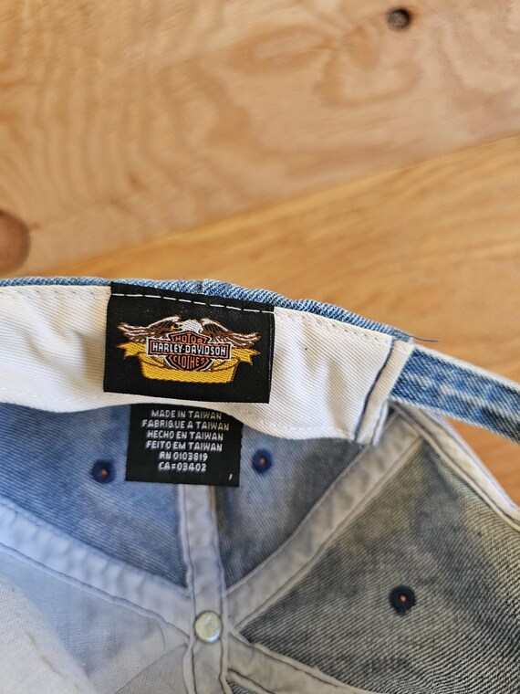 Vintage Harley Davidson Embossed Shield Logo Blue Den… - Gem