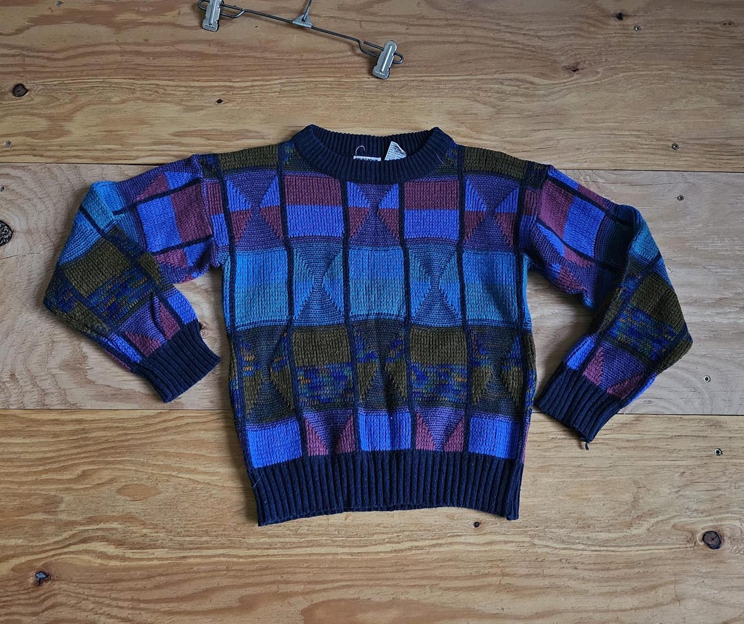 Vintage Kids 1990s Tomorrows Generation Window Pane Pattern Sweater ...