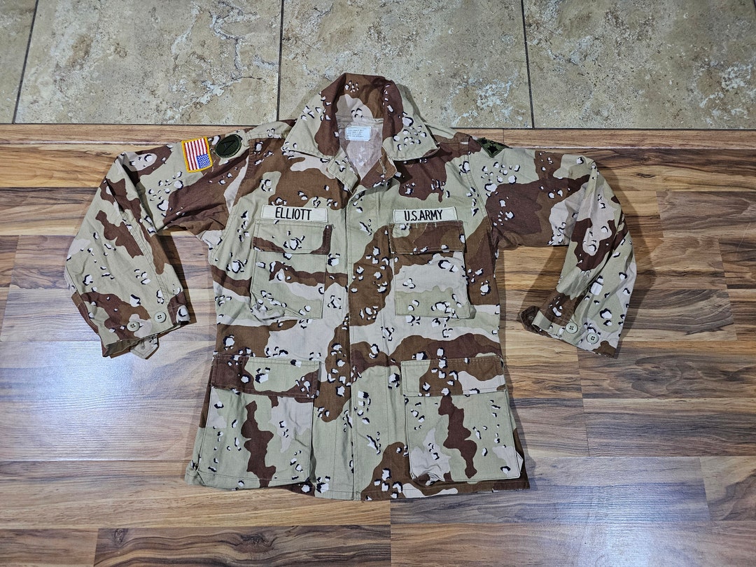 Vintage Military Desert Chocolate Chip Camouflage Combat Coat Browns ...