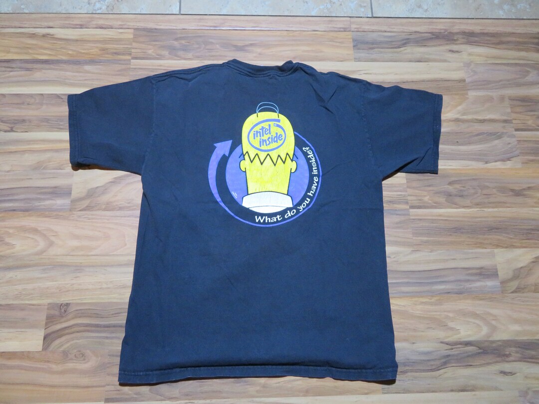 Vintage Homer Simpson Intel What Do You Have Inside Black T-shirt Sz XL ...