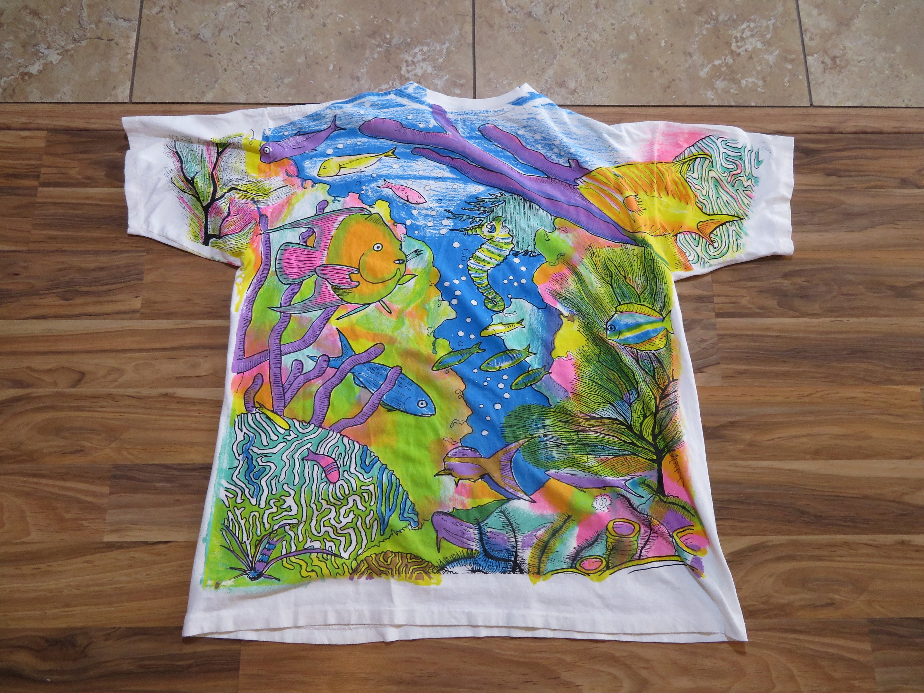 Vintage Under the Sea Coral Reef Fish Scene All Over Print - Etsy