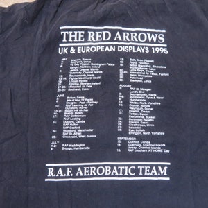 Vintage the Red Arrows RAF Acrobratic Team 90s Black Red T-shirt Sz M-L ...
