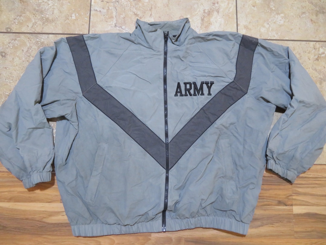 Vintage Military Army Physical Fitness Uniform Jacket Grays Black Nylon ...