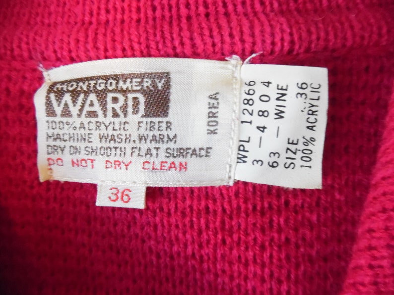 VTG Montgomery Ward Acrylic Button Down Red Sweater 36 1960s - Etsy