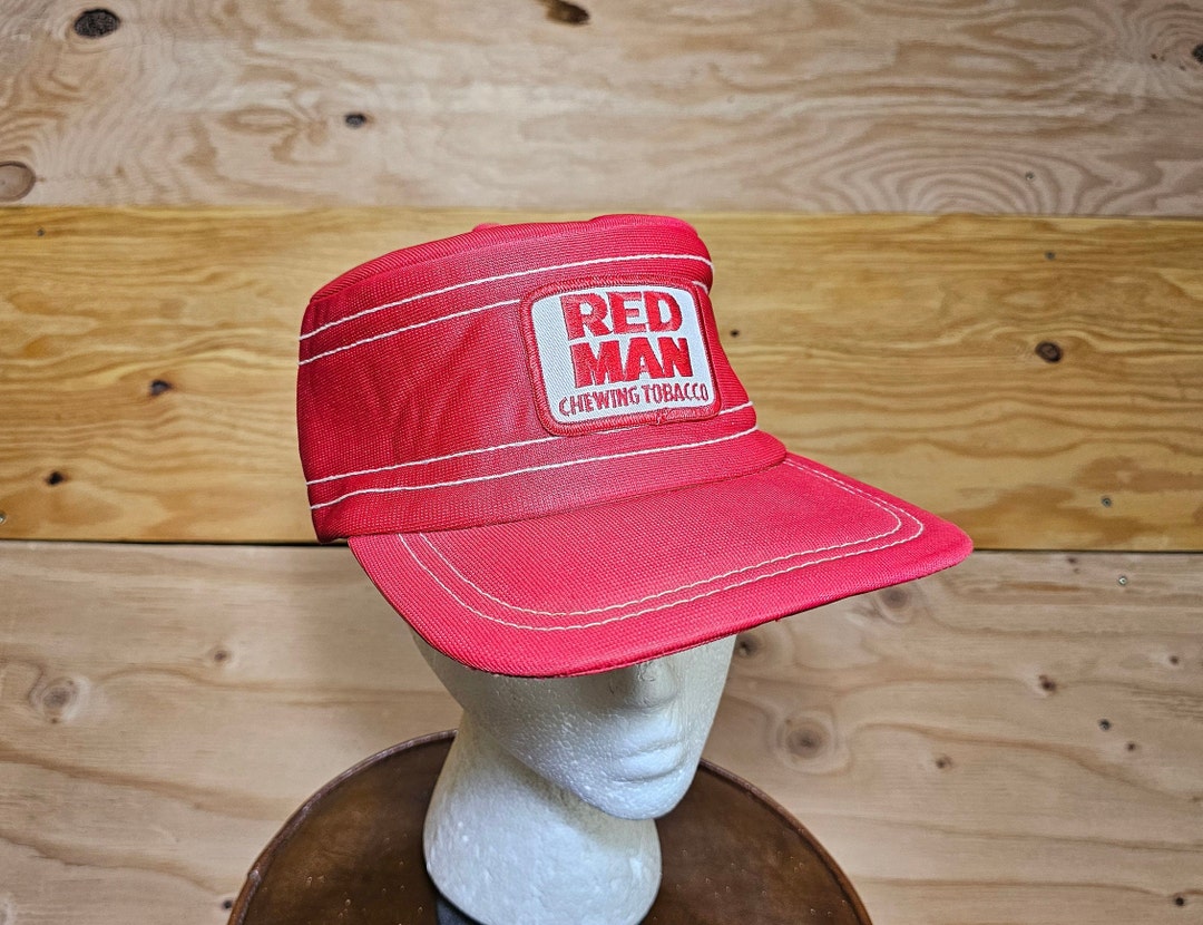 Vintage Red Man Chewing Tobacco Hat Cap Red White One Sz Adjustable ...