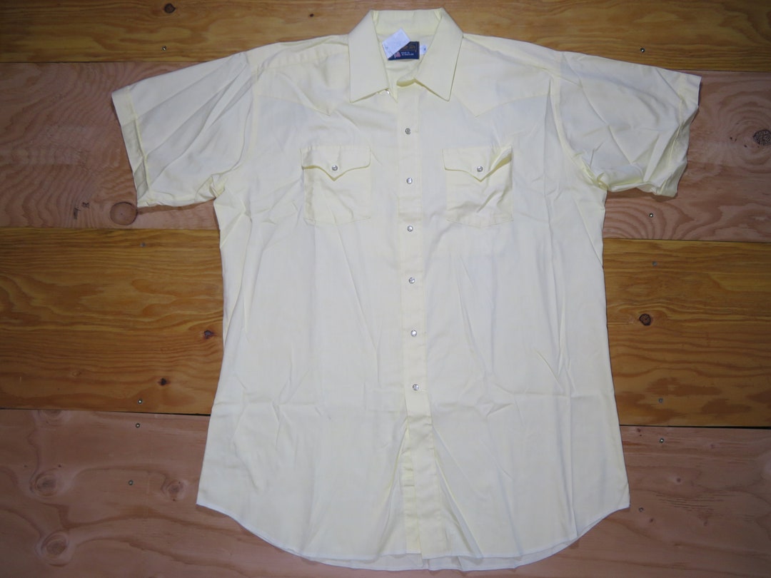 Panhandle Slim Pearl Snap Pastel Yellow Western Cowboy Shirt Sz 18 2XL ...