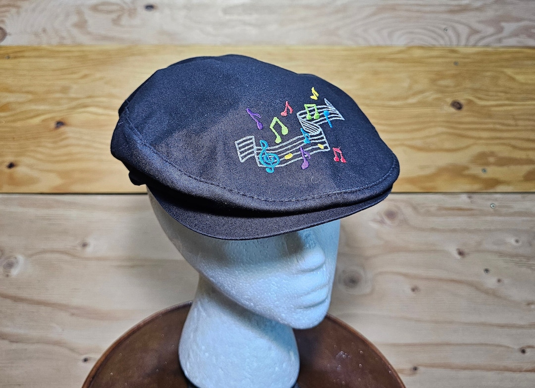 Vintage Youngan Colorful Musical Notes Newsboy Cap Hat Black Various ...