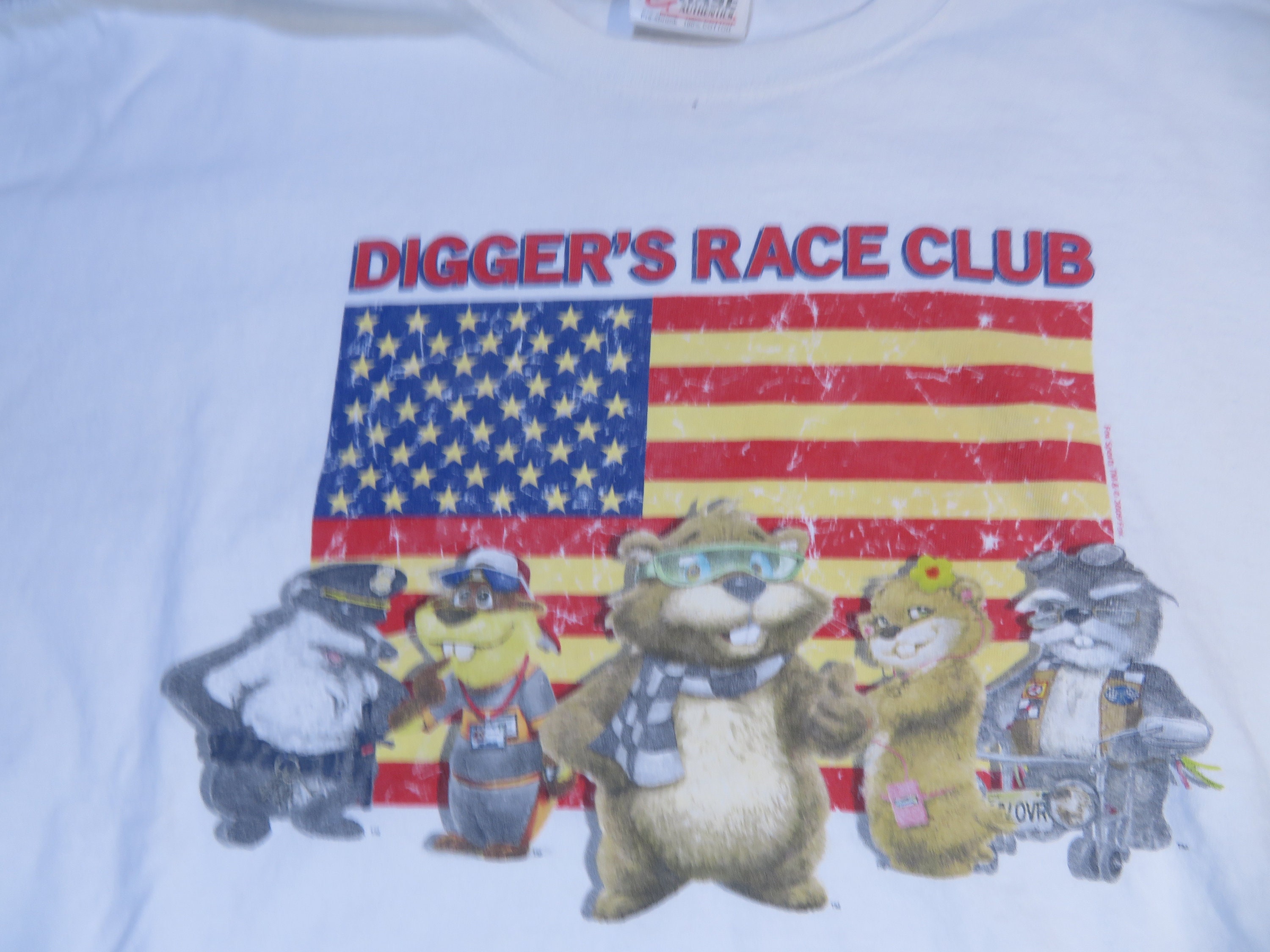 Y2K Nascar Digger Race Club Fox Sports White Cartoon Style T-shirt Sz ...