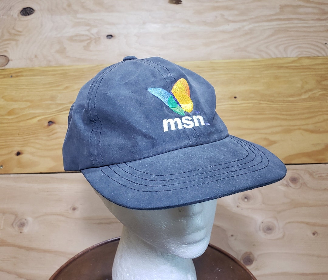 RARE Vintage MSN Microsoft Butterfly Dad Hat Charcoal Gray White Slide ...