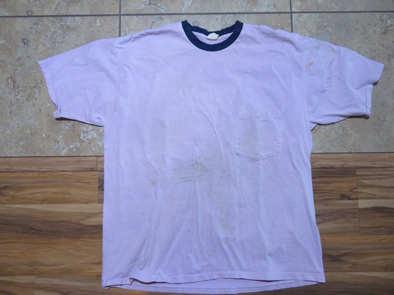 Vintage Blank Plain Pocket Ringer T-shirt Light Purple Navy - Etsy