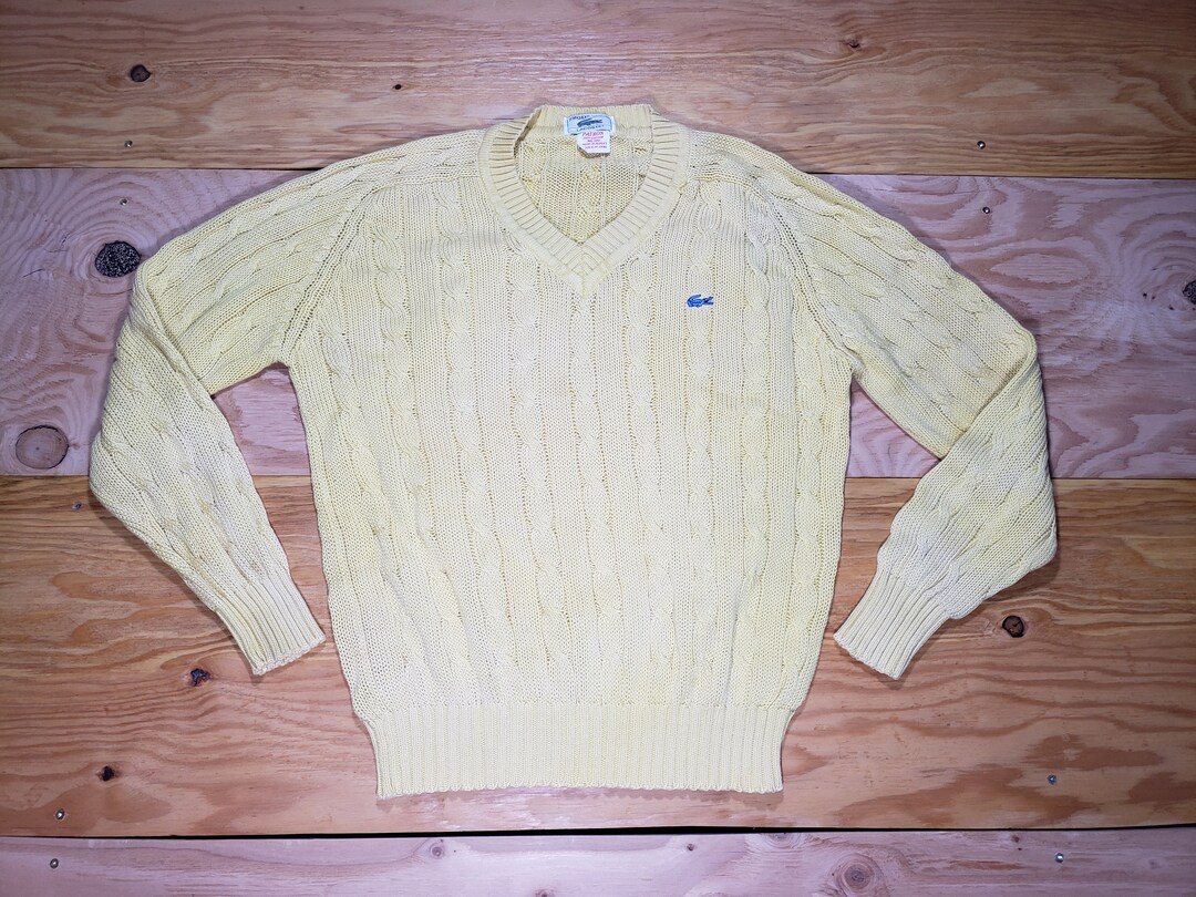 VTG IZOD Lacoste Patron Light Yellow Colored Knitted Sweater Sz M? V ...