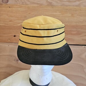 Vintage Blank 3 Striped Snapback Hat Cap Gold/yellow Black 1970s-80s ...