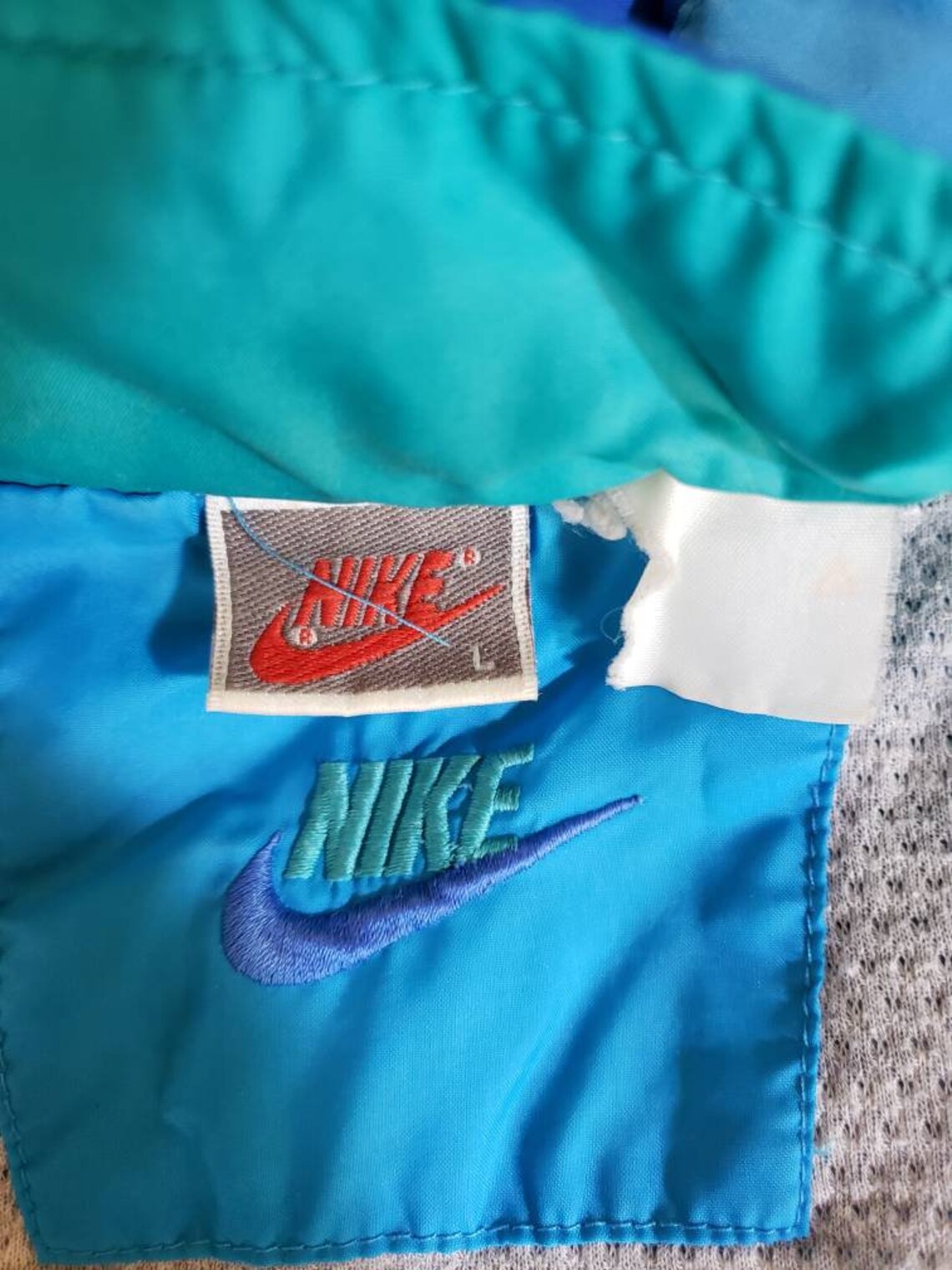 Vintage Nike Gray Tag Color Block Green Blue Thermal Lined - Etsy