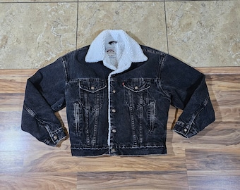 Levi's cropped black denim jacket store