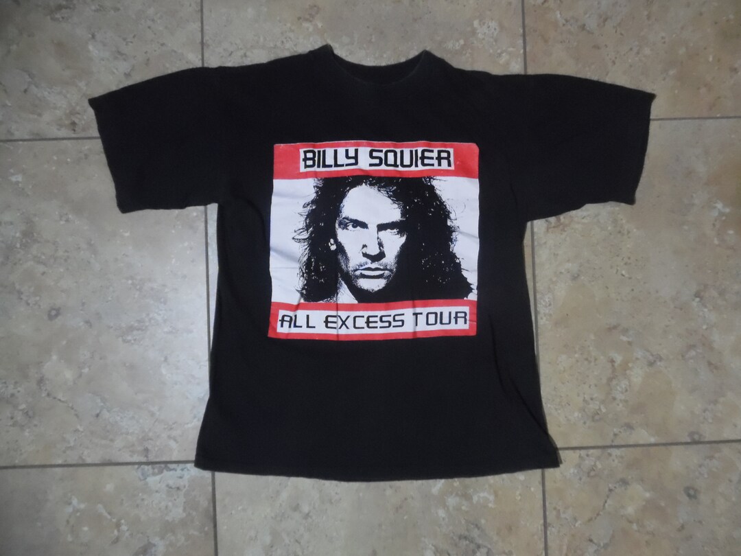 VTG Billy Squier All Excess Tour Rock Band Concert Black T-shirt Large ...