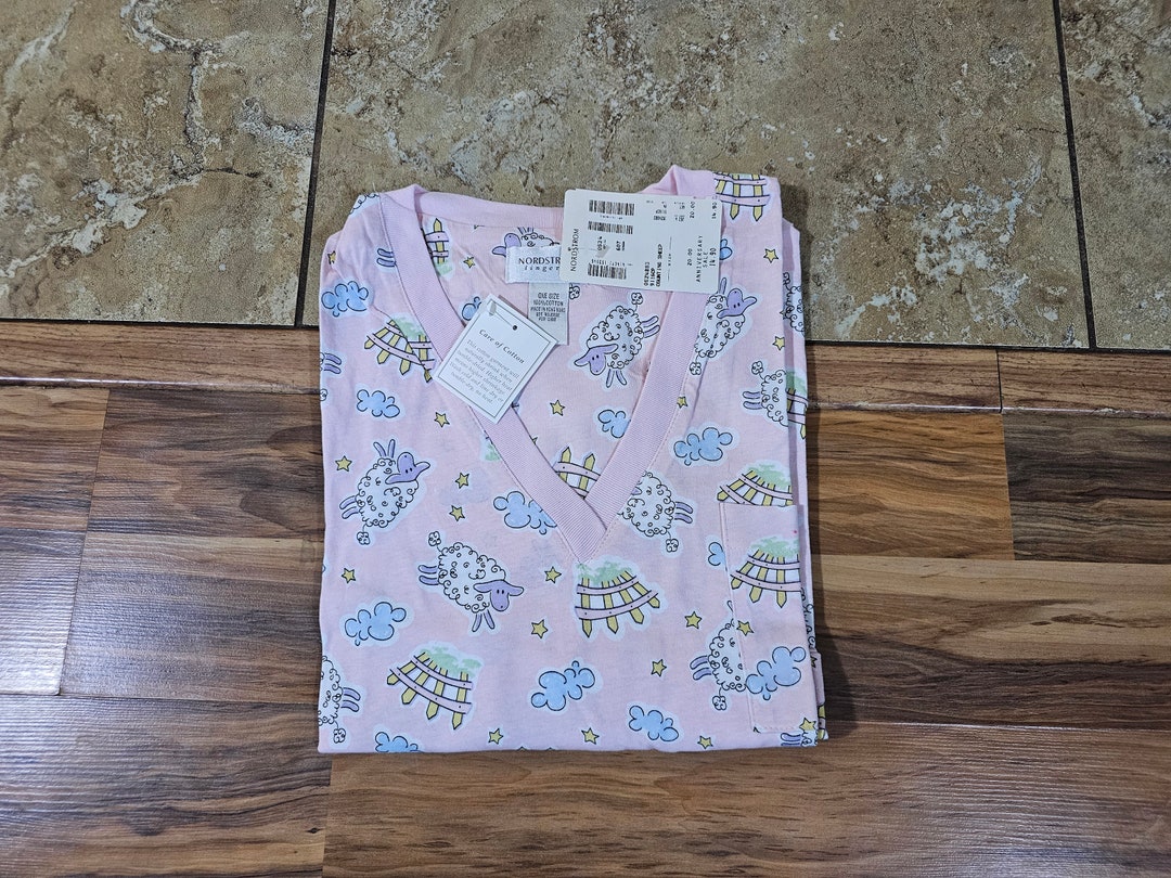 NWT Vintage Nordstrom Sheep Graphic Sleeper Shirt With Pocket Pink ...