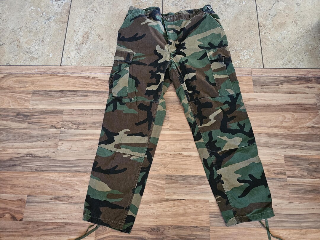 Vintage Army Military Woodland Camo Cargo Combat Trousers Pants Large ...
