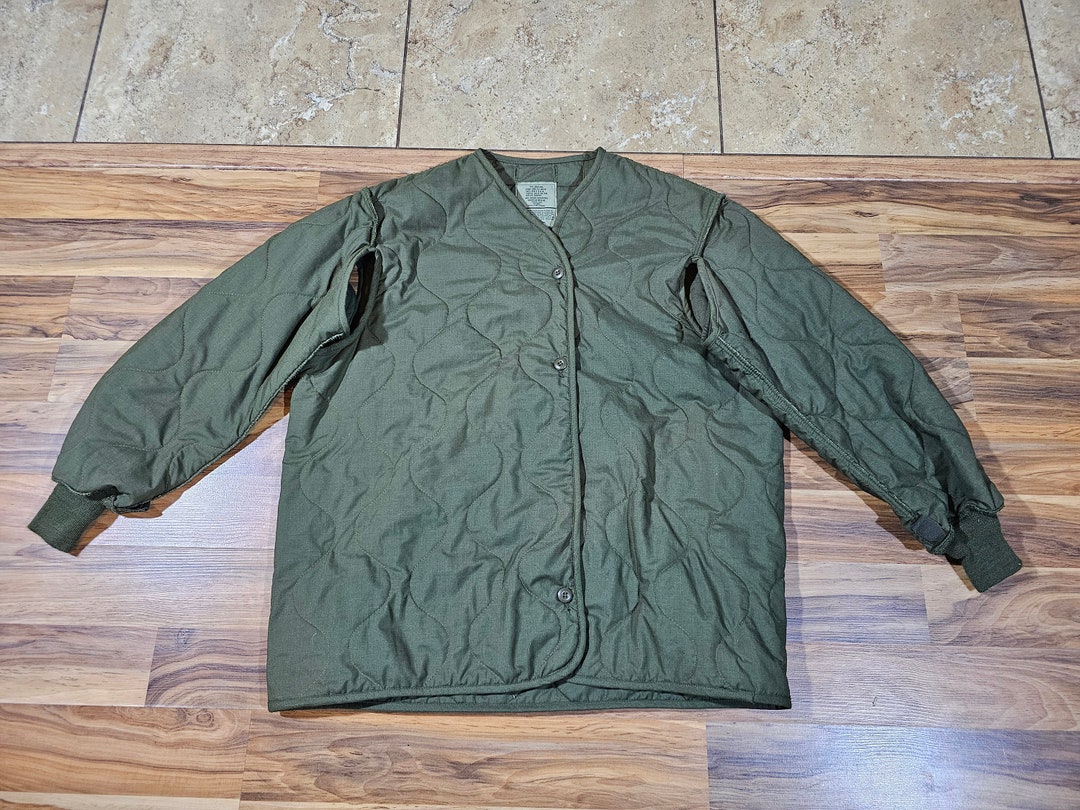 Vintage Military Aircrew Cold Weather Coat Liner W/ Buttons OD Green ...
