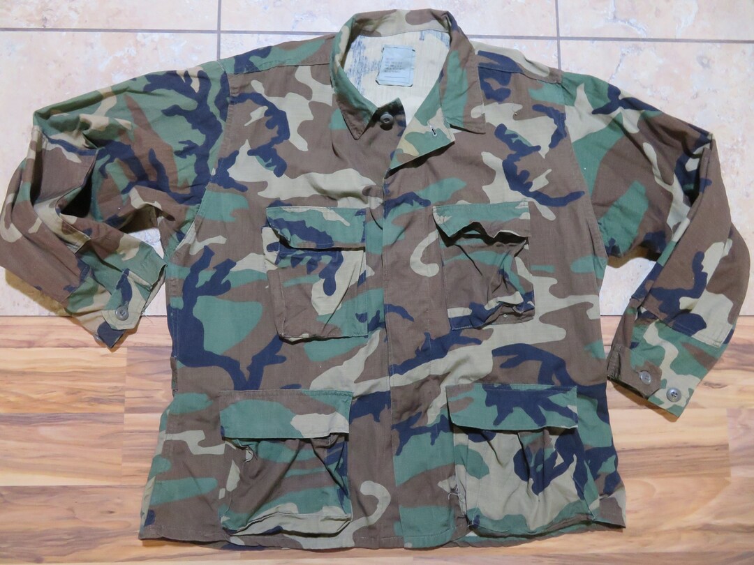 Vintage Military Hot Weather Combat Coat Uniform Woodland Camouflage ...