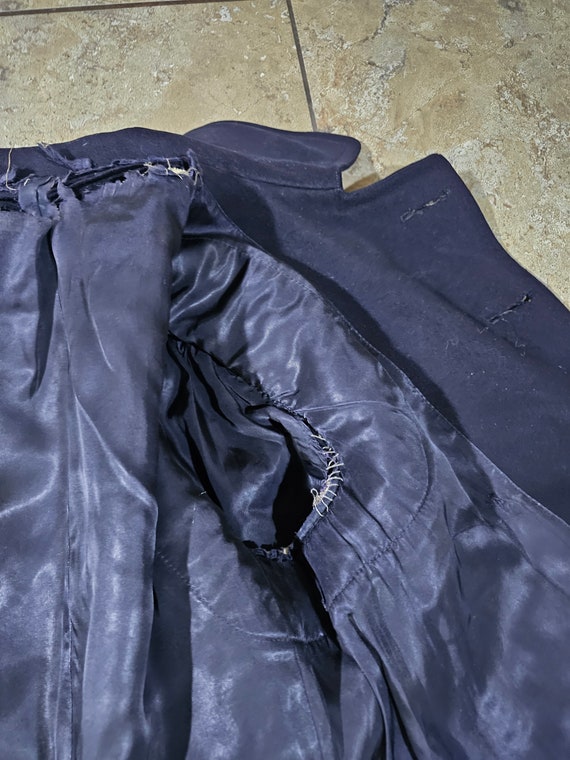 Vintage US Navy USN Black 10 Button Chin Strap Peacoa… - Gem