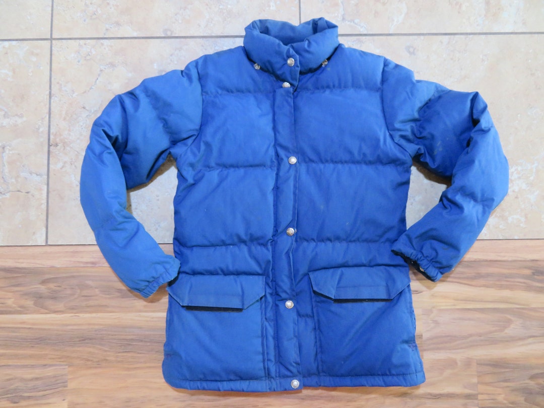Vintage the North Face Down Quilted Puffer Coat Blue Beige Lining Brown ...