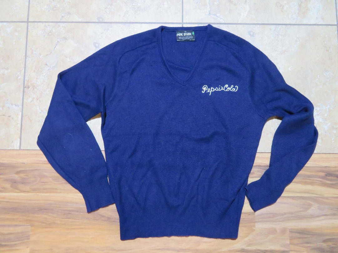 Vintage PEPSI COLA V-neck Orlon Sweater Golf Tennis Navy Blue ...