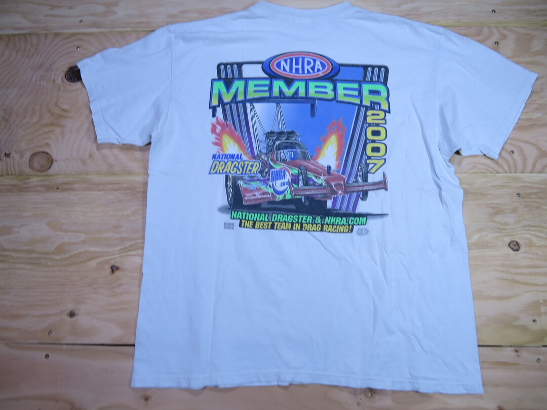 NHRA Member Double Sided Graphic White Red Green T-shirt Sz XL Anvil ...