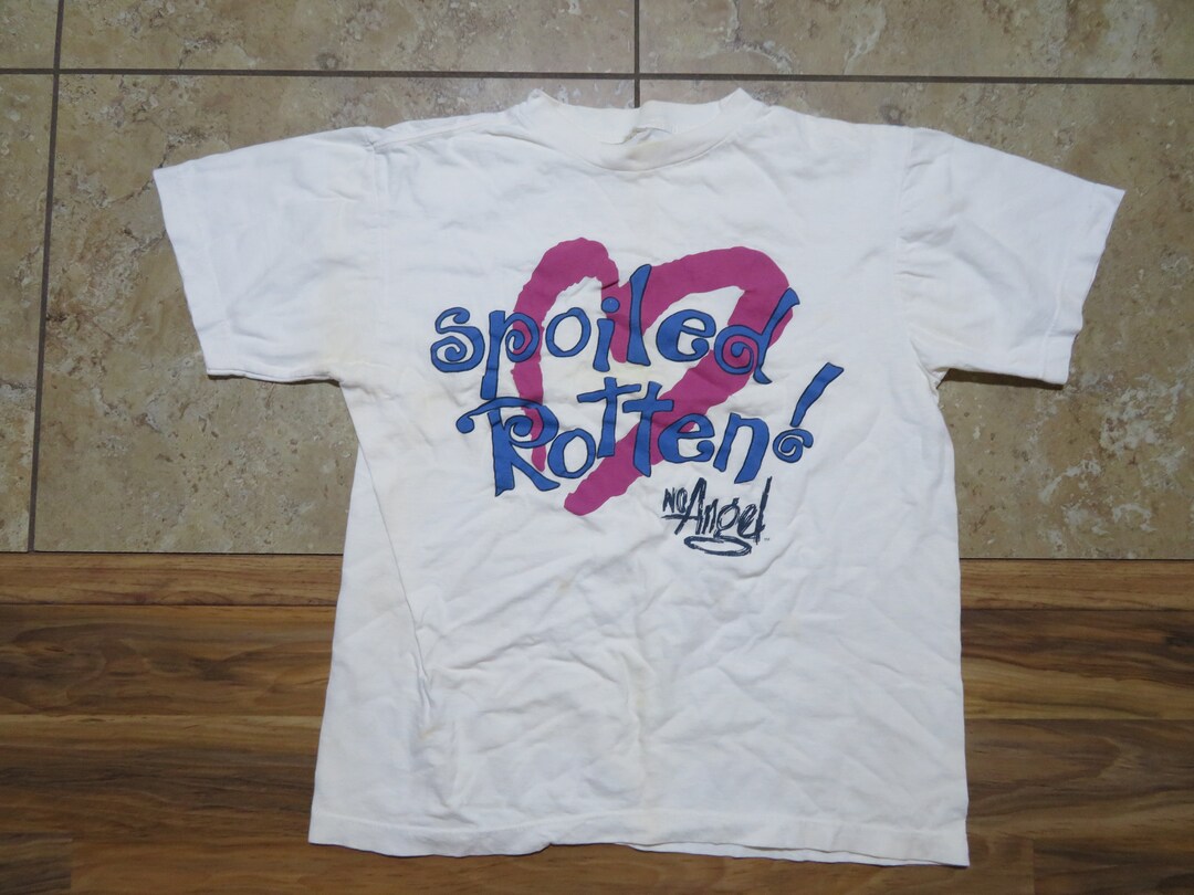 90s Spoiled Rotten No Angel Heart Graphic T-shirt White Blue Pink Sz L ...