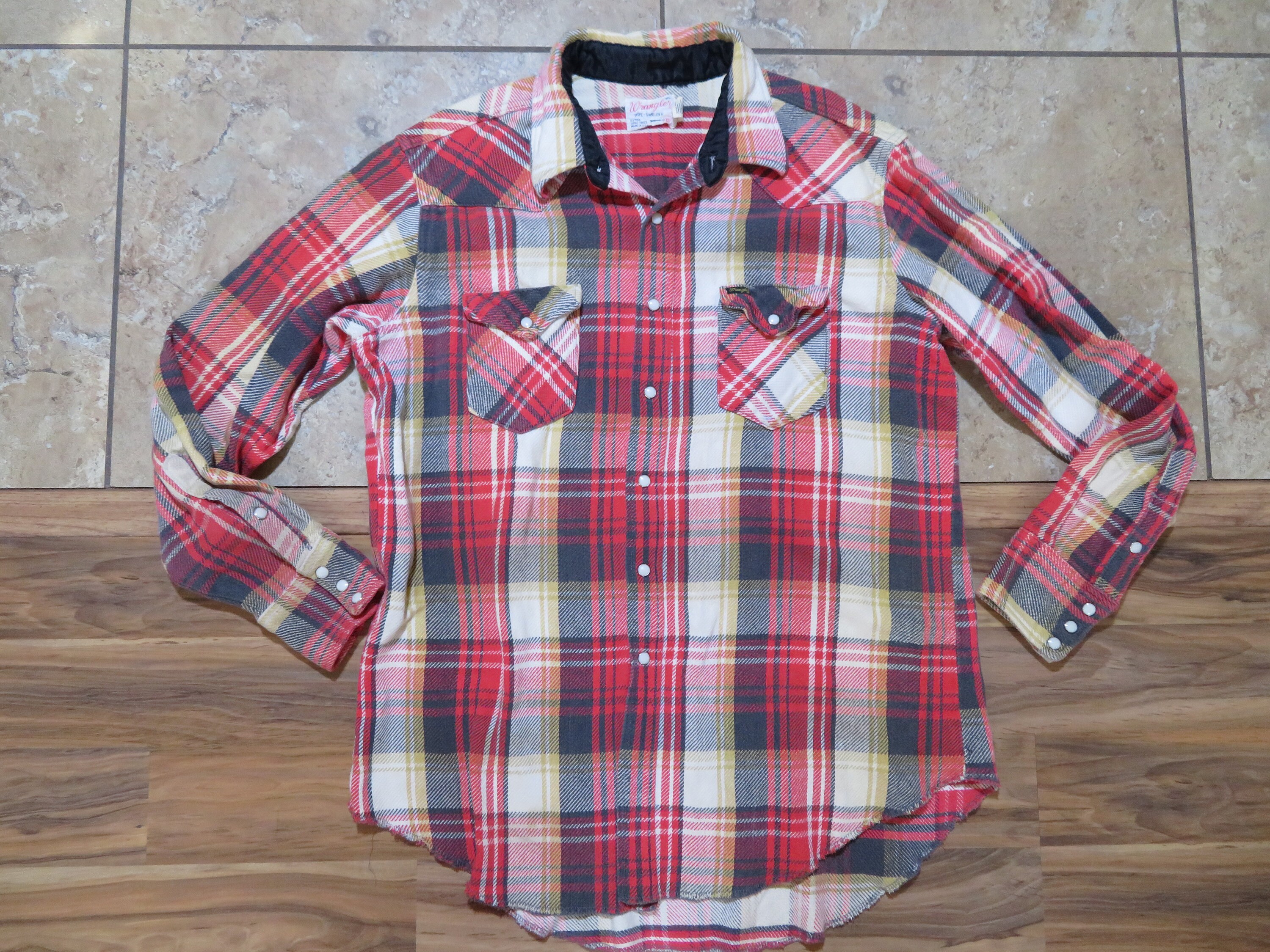 Vintage Wrangler Flannel Pearl Snap Western Shirt Cowboy | Etsy