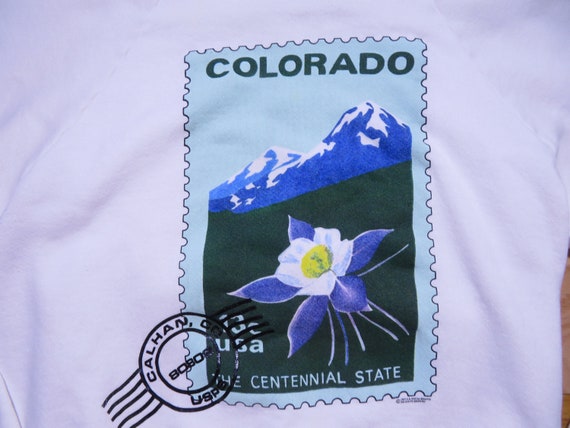 VTG 1980s Colorado Postage Stamp Mountain Outdoor Flo… - Gem