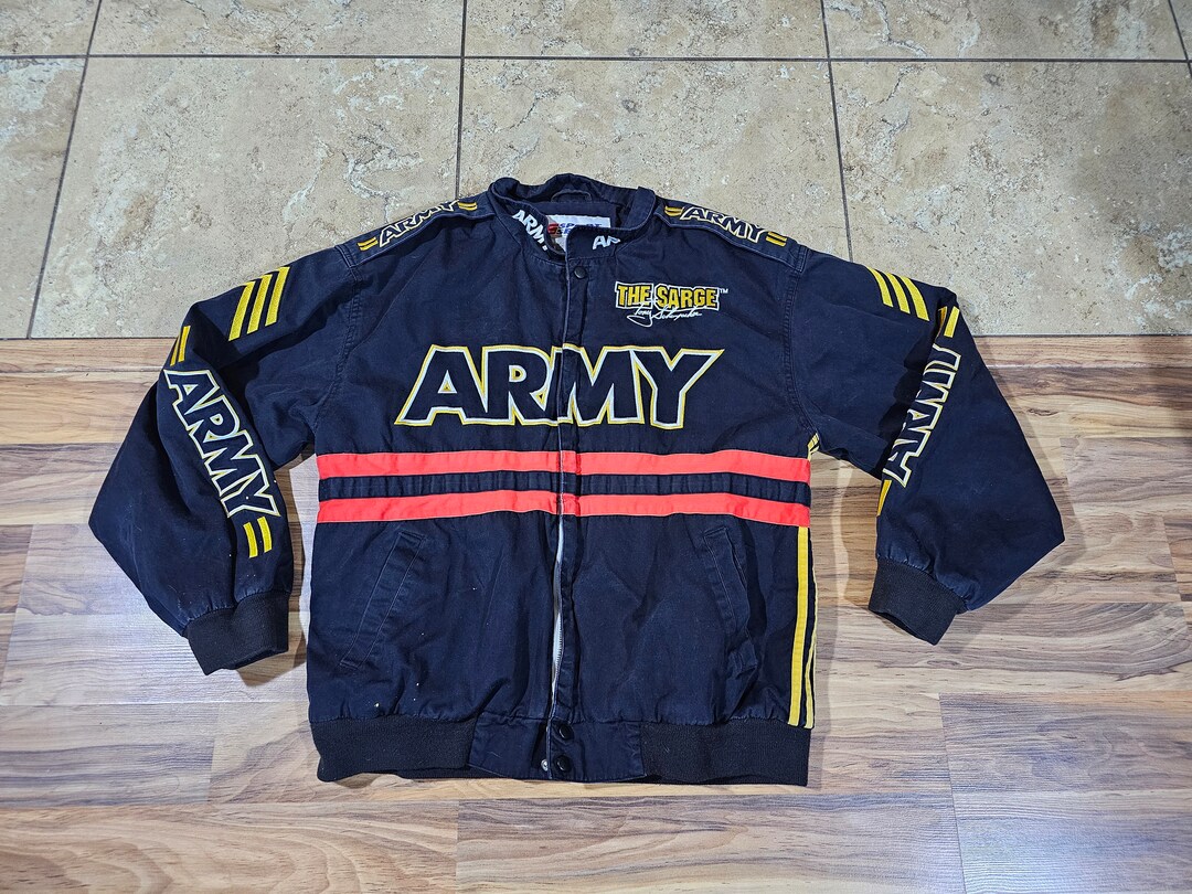 Army the Sarge Tony Schumacher Sport Service Nascar Black Yellow Jacket ...