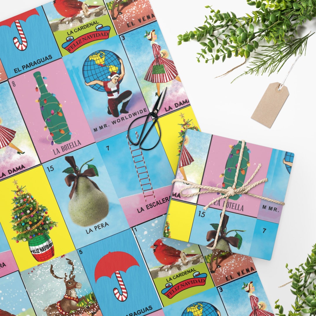 Mexican Christmas Loteria wrapping Paper - Etsy