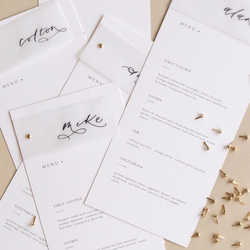 Printed Table Menu's With Name Card Minimal Menu Cards - Etsy