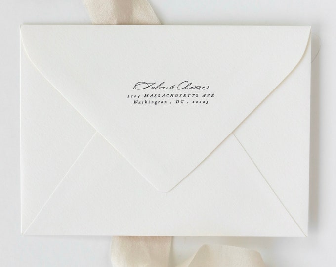 Personalized Return Address Stamp, Script Address Stamp, Classic Return ...