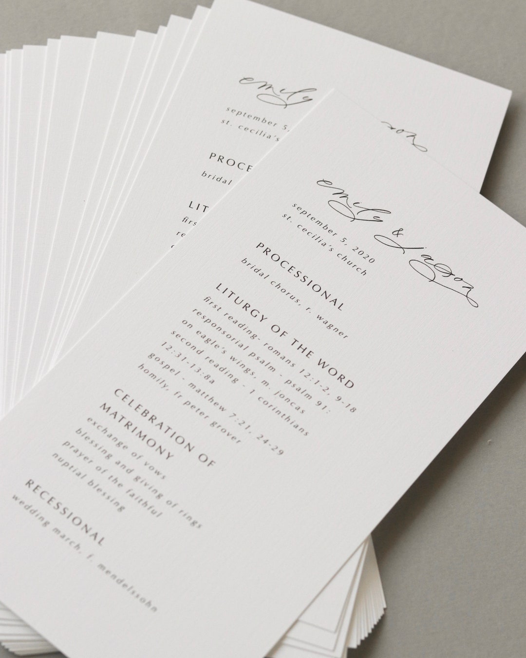 Custom Wedding Program Cards, Printed Ceremony Programs, Wedding ...