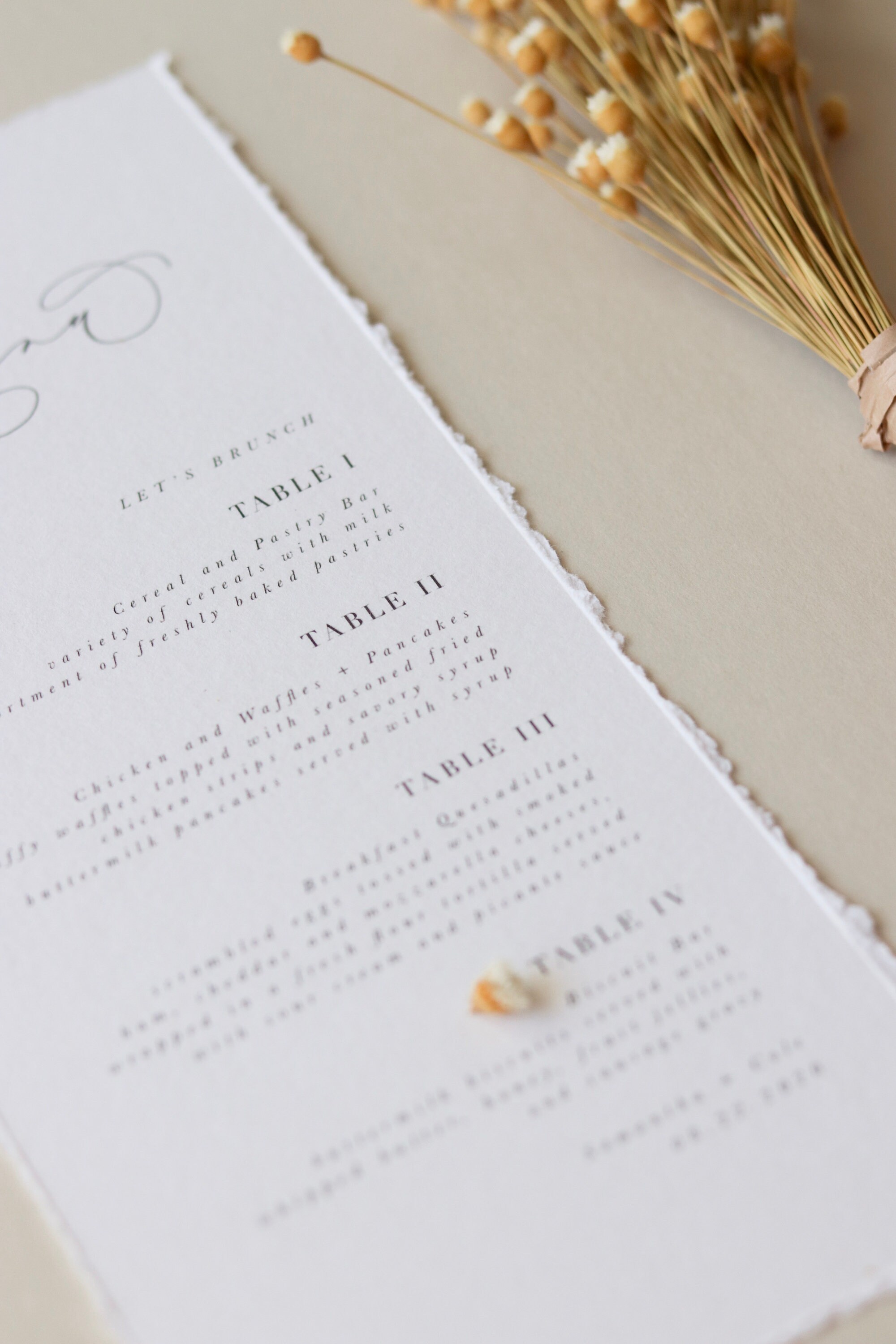 Printed Menu for Wedding or Event Minimal Custom Menu Card | Etsy